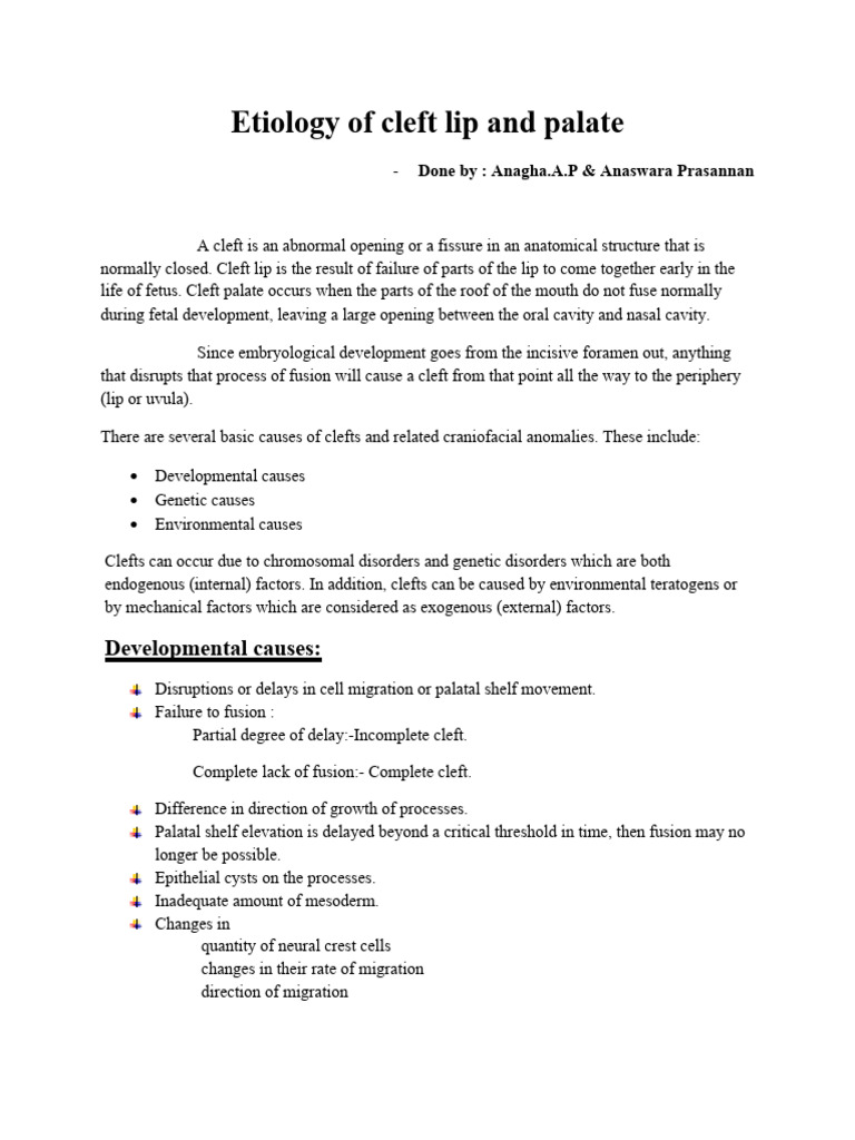 Etiology of Cleft Lip and Palate | PDF | Medical Specialties | Diseases And Disorders