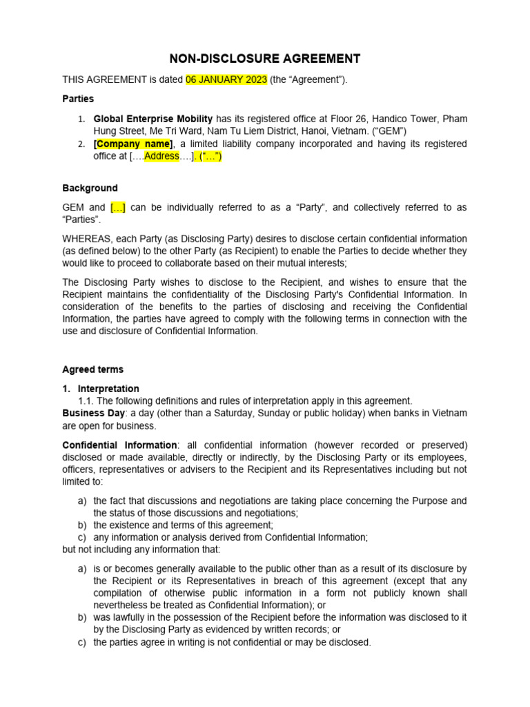 GEM_Affirmo_NDA | PDF | Indemnity | Breach Of Contract