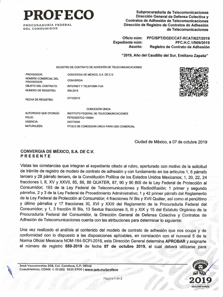 Convergia de México, S.A. de C.v.!!Convergia 559-2019 | PDF