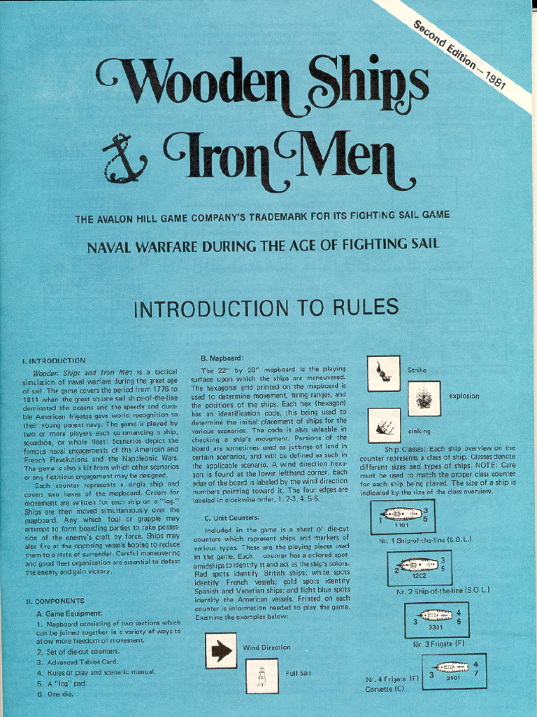Wooden Ships and Iron Men 2nd Ed Rules 1981 | PDF