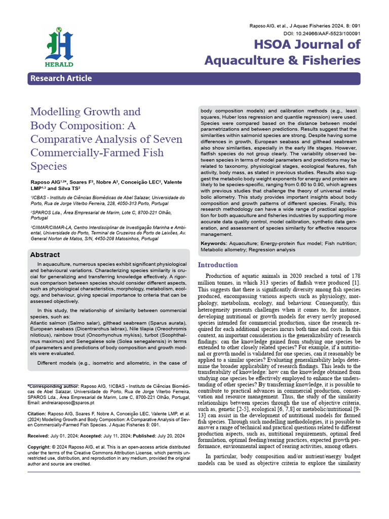 Modelling Growth and Body Composition A Comparative Analysis of Seven ...