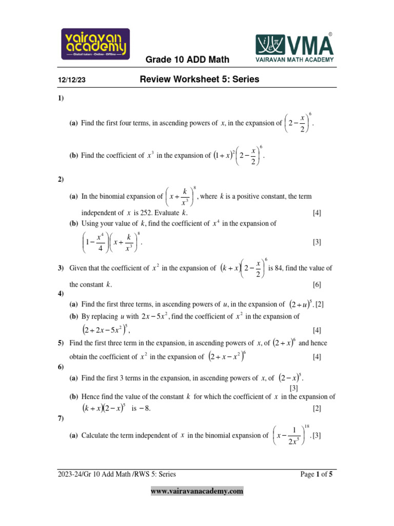 Binomial Series Rws | PDF | Logarithm | Mathematics