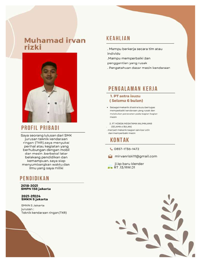 Lamaran Kerja Muhammad Rizki | PDF