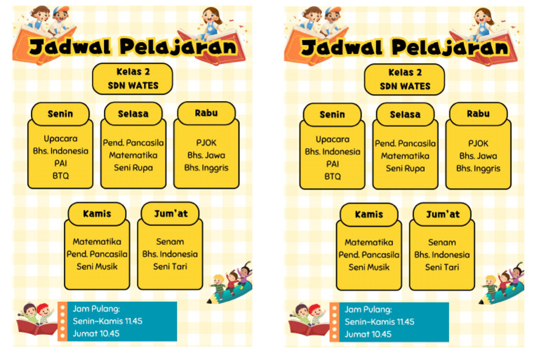 Jadwal Pelajaran Kelas 2 Pdf