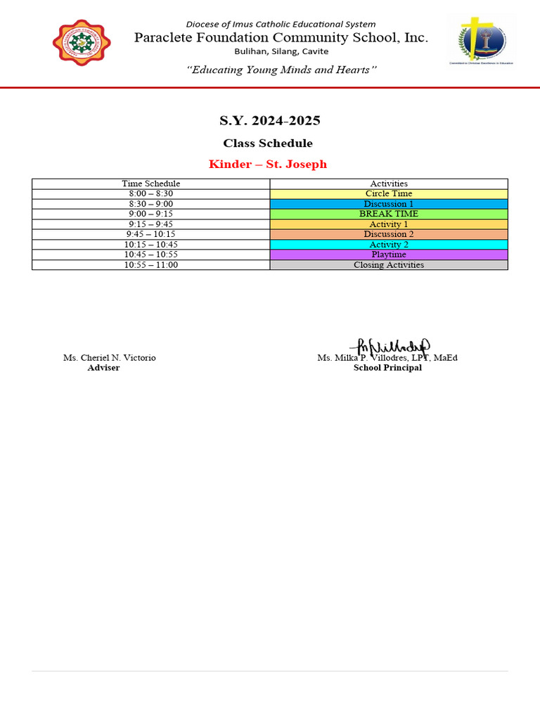 2024 2025 Class Schedule | PDF | Inquiry | Science