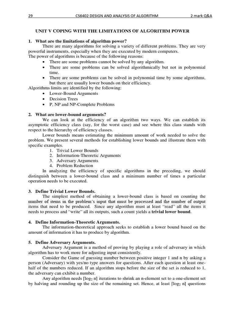 ADA MOD 5 Question Bank ? | PDF | Time Complexity | Algorithms And Data ...