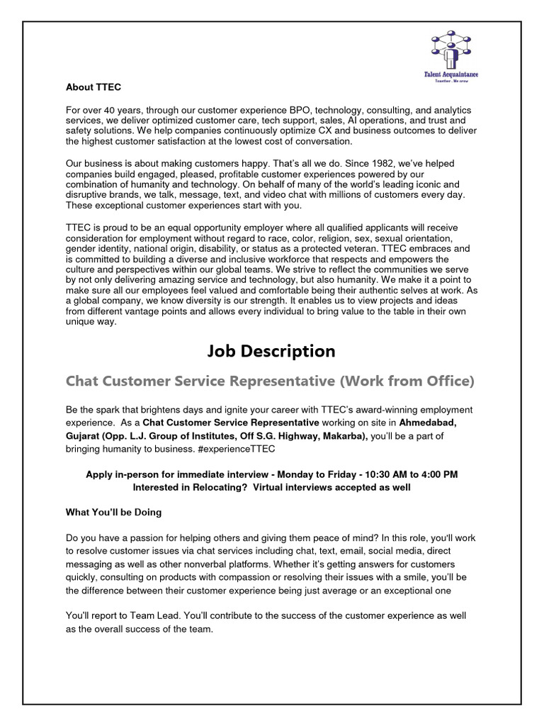 Ttec Pdf Employment Customer Experience