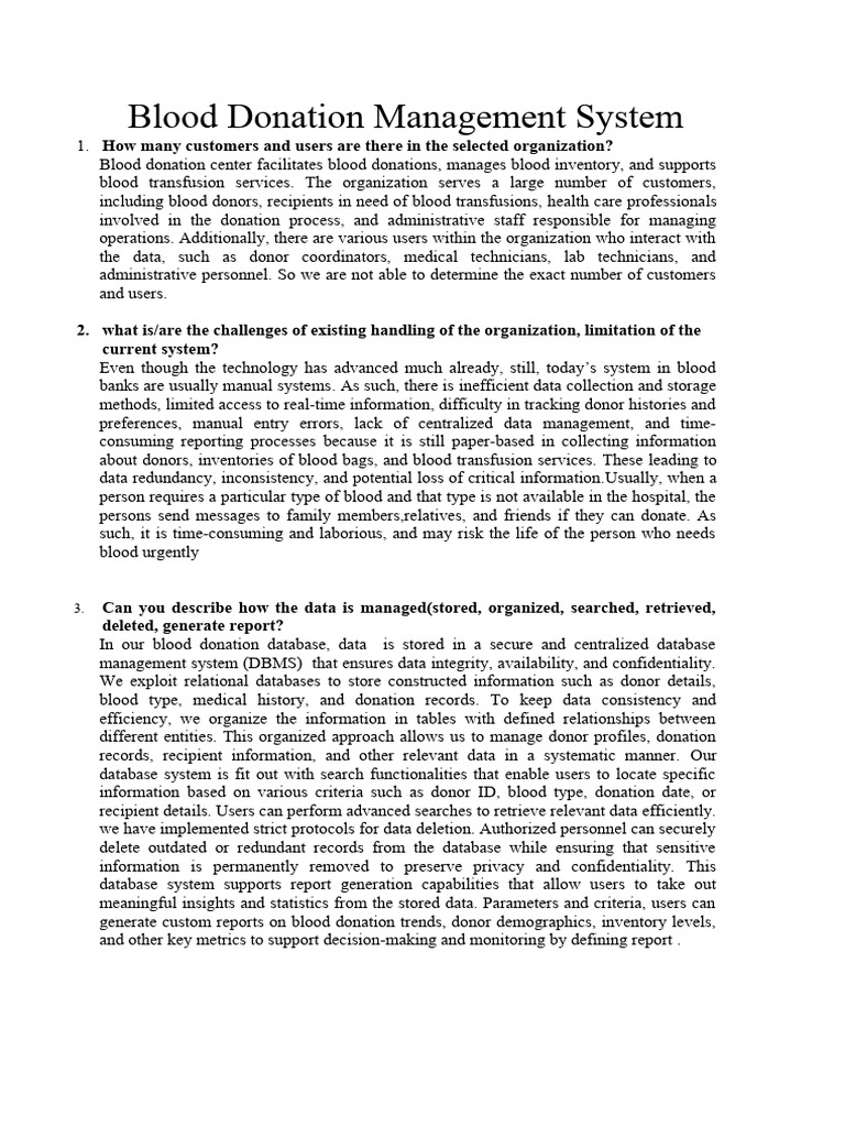 Blood Donation Management System | PDF | Databases | Blood Donation