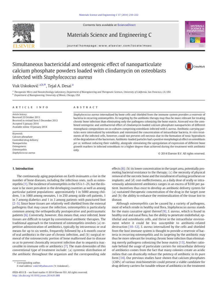 Simultaneous Bactericidal and Osteogenic Effect of Nanopar - 2014 ...