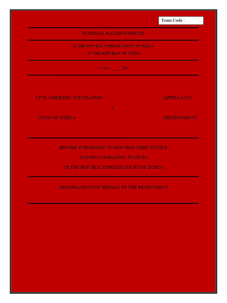Respondent Memorial | PDF | Detention (Imprisonment) | Criminal Law