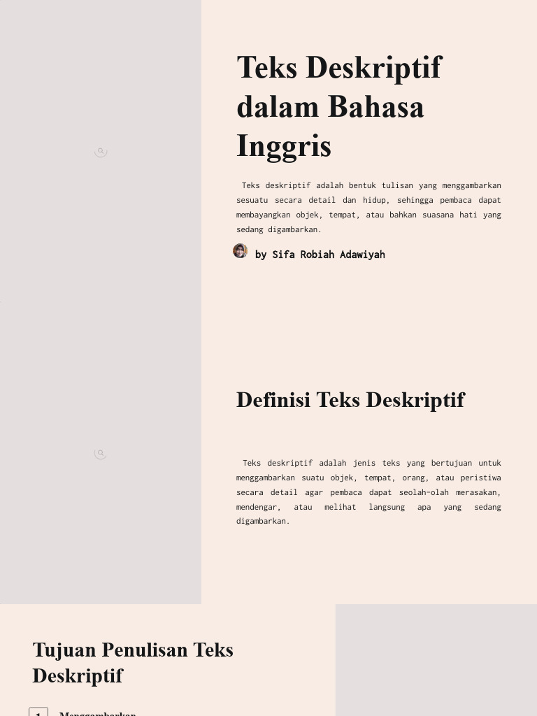 Teks Deskriptif Dalam Bahasa Inggris | PDF