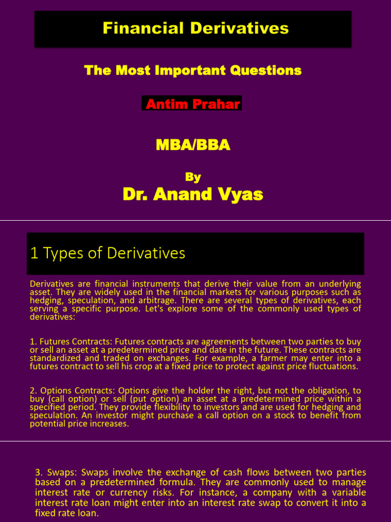 Hello Financial Derivatives | PDF | Swap (Finance) | Hedge (Finance)
