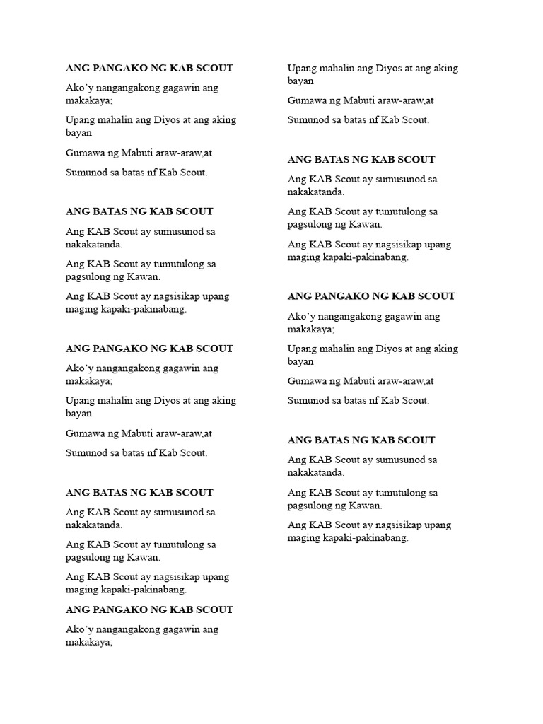 Ang Pangako NG Kab Scout | PDF