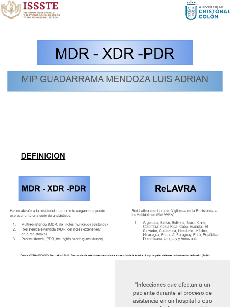 MDR, XDR, PDR | PDF | Resistencia antimicrobiana | Infección