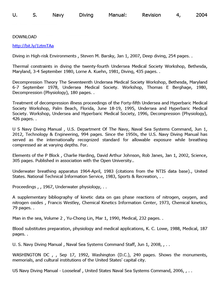 U S Navy Diving Manual Revision 4 | PDF | Underwater Diving