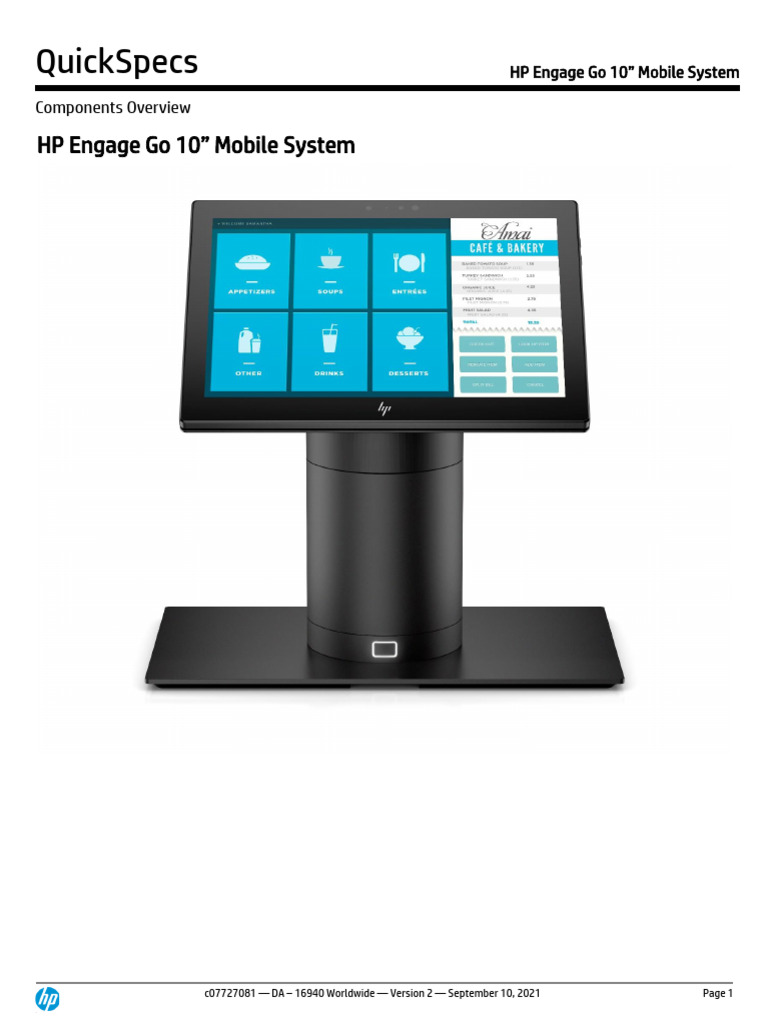HP Engage Go 10 Mobile System | PDF | Windows 10 | Computer Data Storage