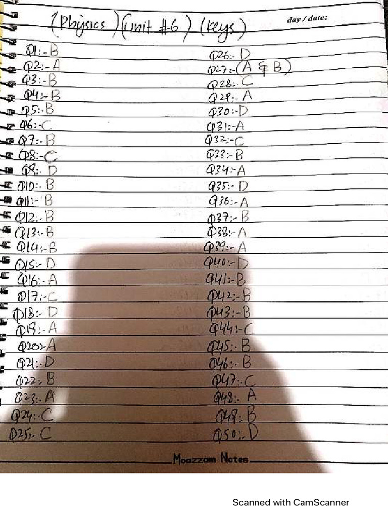 Phy Unit 6 Keys | PDF
