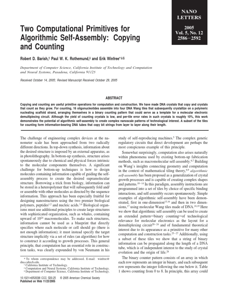 Robert D. Barish, Paul W. K. Rothemund and Erik Winfree - Two ...