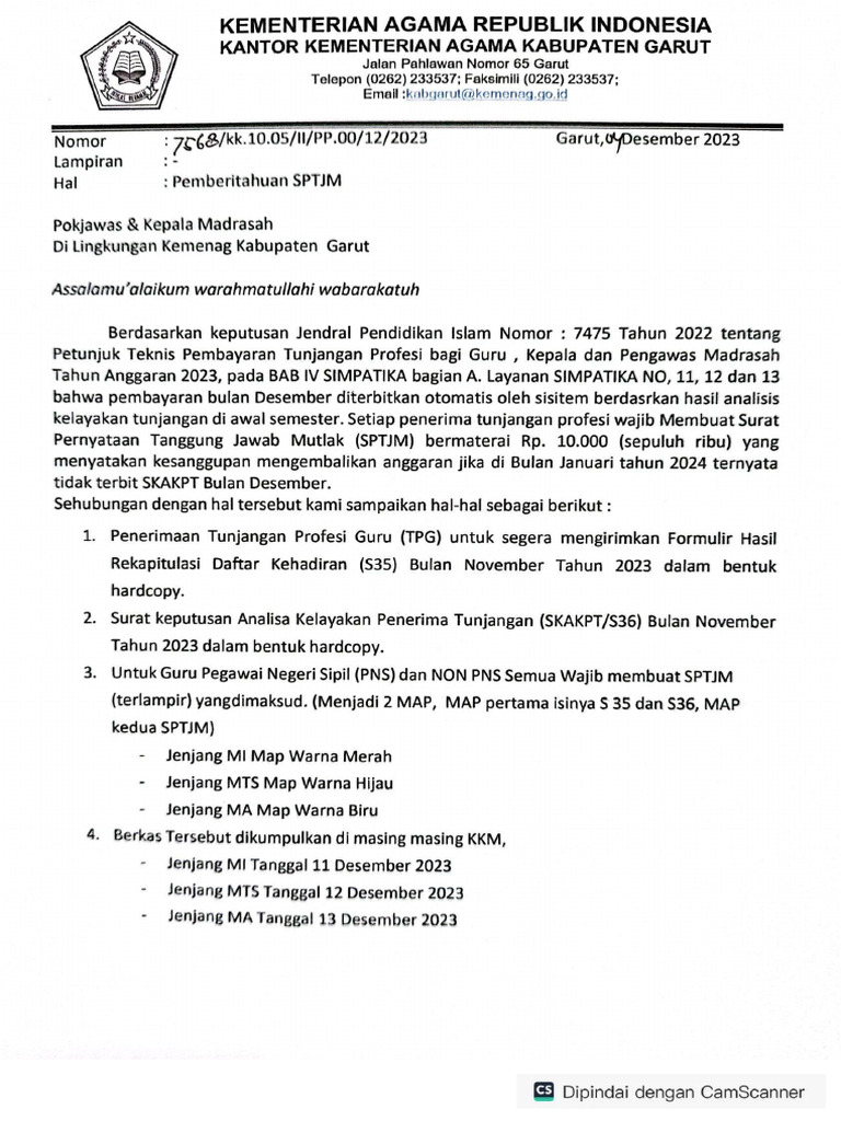 SPTJM Desember 2023 | PDF