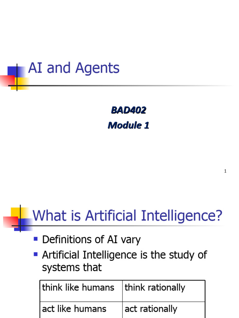 Module 1 | PDF | Intelligence (AI) & Semantics | Artificial Intelligence
