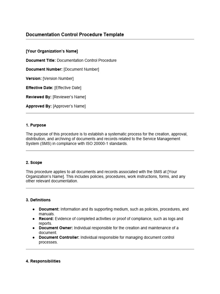 Documentation Control Procedure Template | PDF | Accuracy And Precision ...
