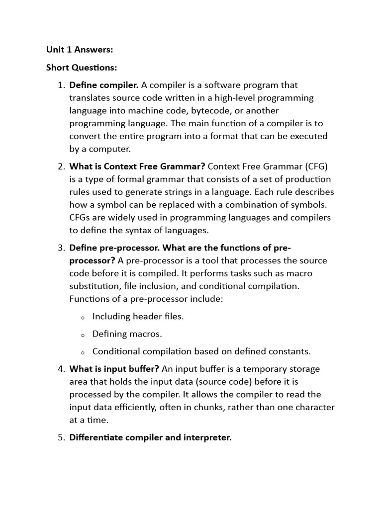 Compiler Design Imortant Questions | PDF | Parsing | Program Optimization