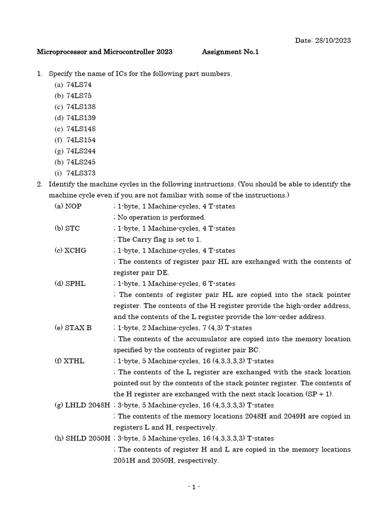 2023microprocessor BE3EC No.1 | PDF | Office Equipment | Digital Electronics