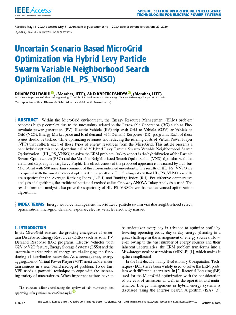 Uncertain Scenario Based MicroGrid Optimization Via Hybrid Levy ...