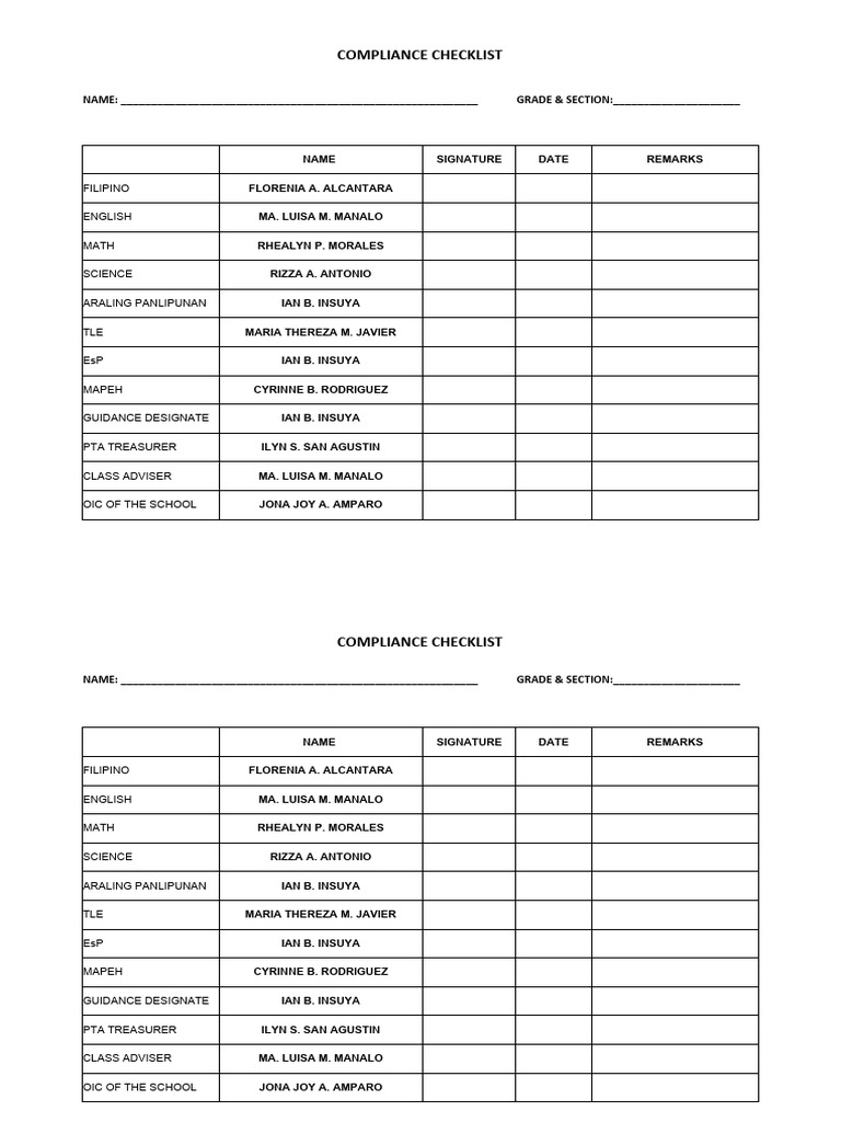Compliance Checklist | PDF | Science