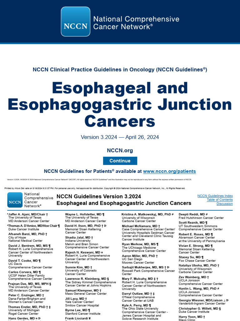 esophageal NCCN 2024 | PDF | Causes Of Death | Health Sciences