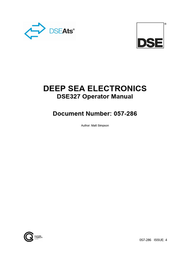 DSE327 Operator Manual | PDF | Power Supply | Relay