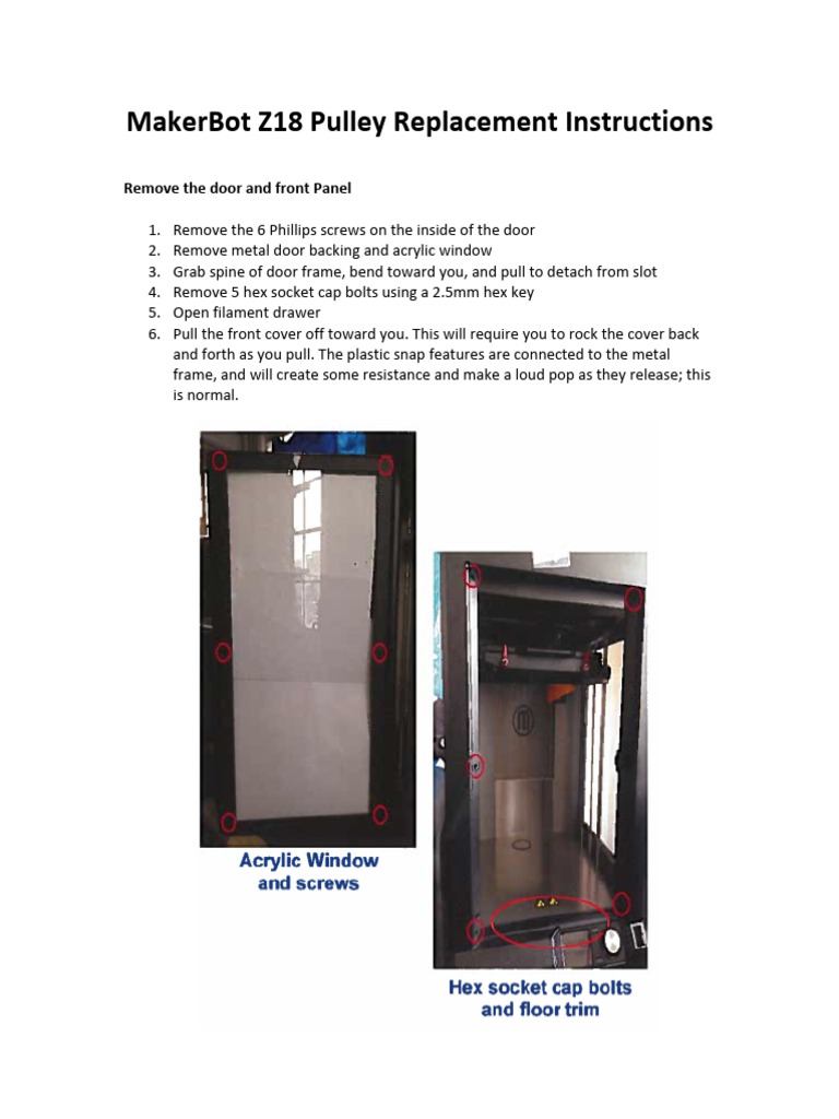 MakerBot Z18 Pulley Replacement Instructions | PDF | Screw | Belt (Mechanical)