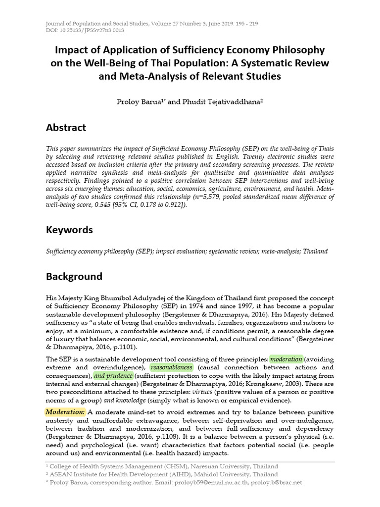 Impact of Sufficiency Economy on Thai Well-Being | PDF | Sustainability ...
