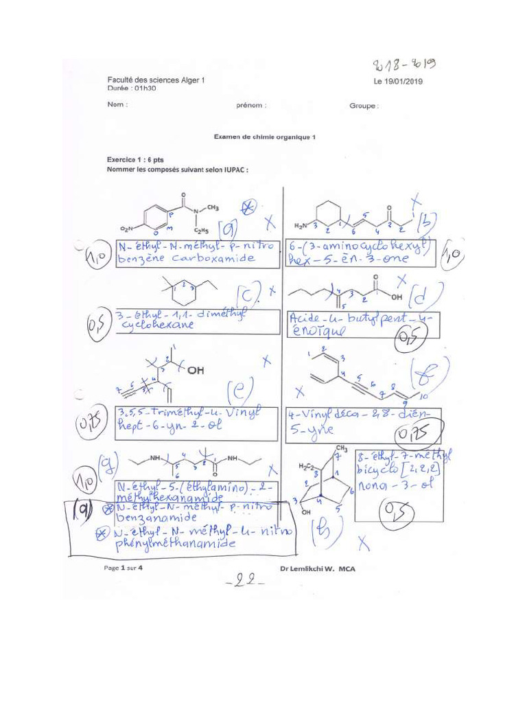 Examen Type2 Chimie Org1 Avec Corrigã© | PDF