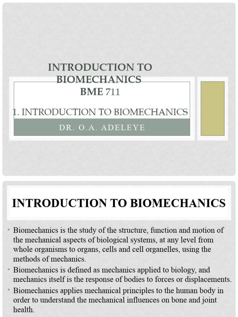 Note 1 - Introduction To Biomechanics | PDF | Biomechanics | Force