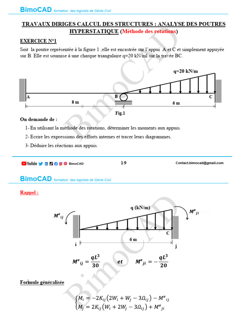 Bimocad: Travaux Diriges Calcul Des Structures: Analyse Des Poutres ...