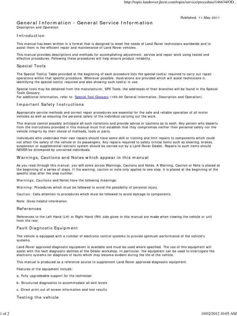 General Information - General Service Information: Special Tool ...