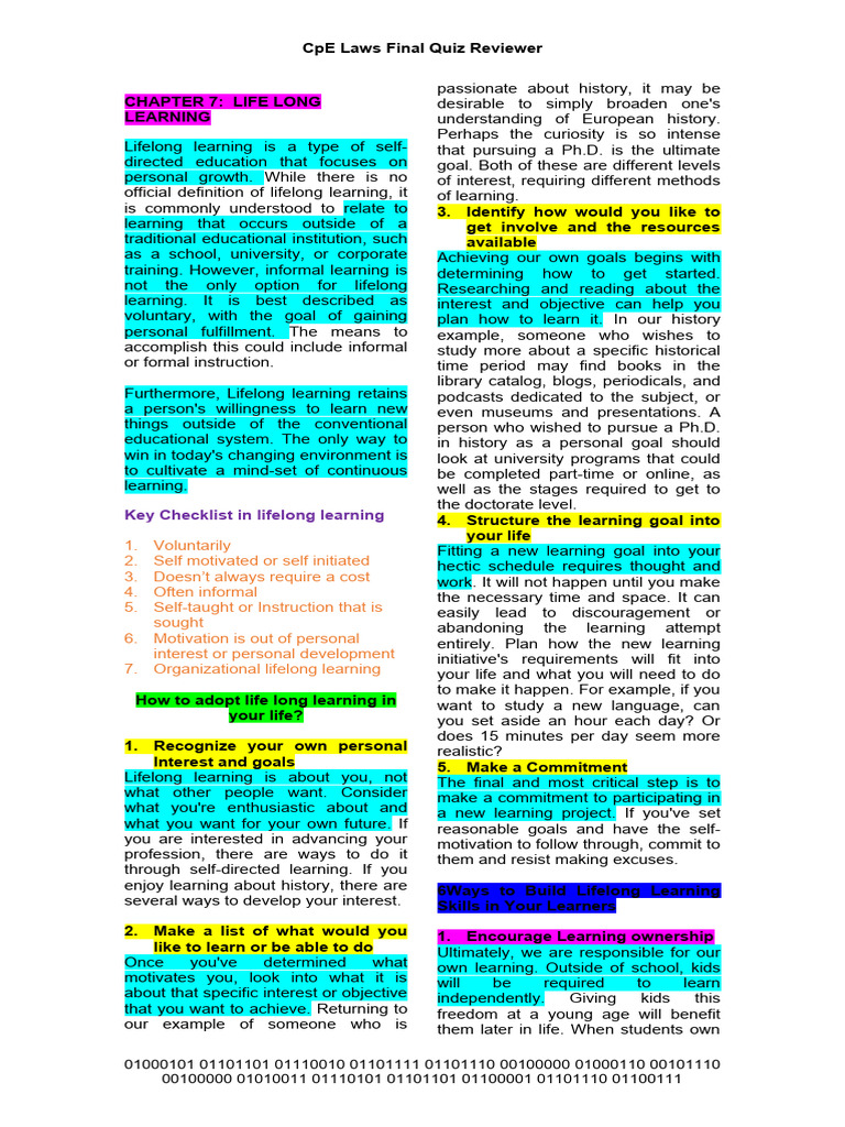 CpE Laws Reviewer | PDF | Learning | Goal