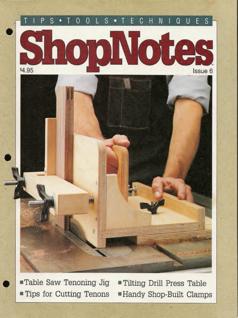 ShopNotes #06 (Vol. 01) - Table Saw Tenoning Jig_text | PDF | Drill | Screw