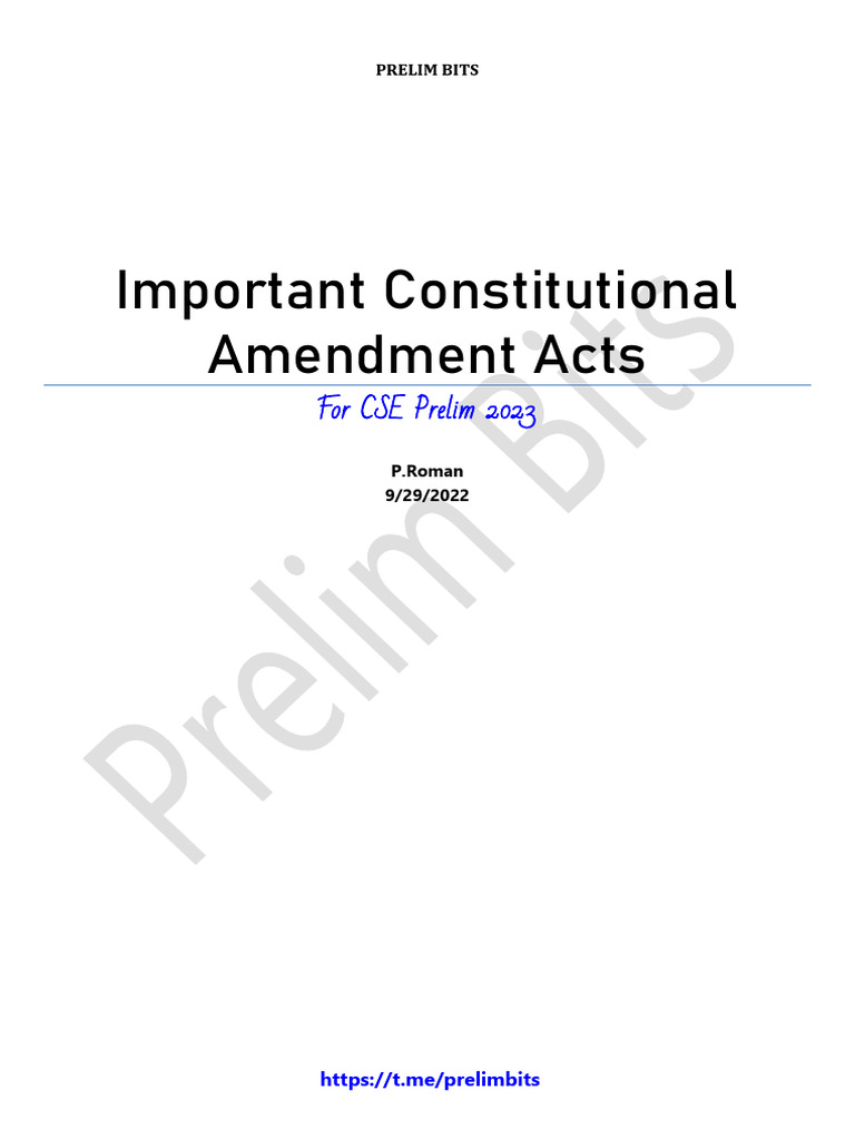 Important Constitutional Amendment Acts | PDF | Public Law | Government
