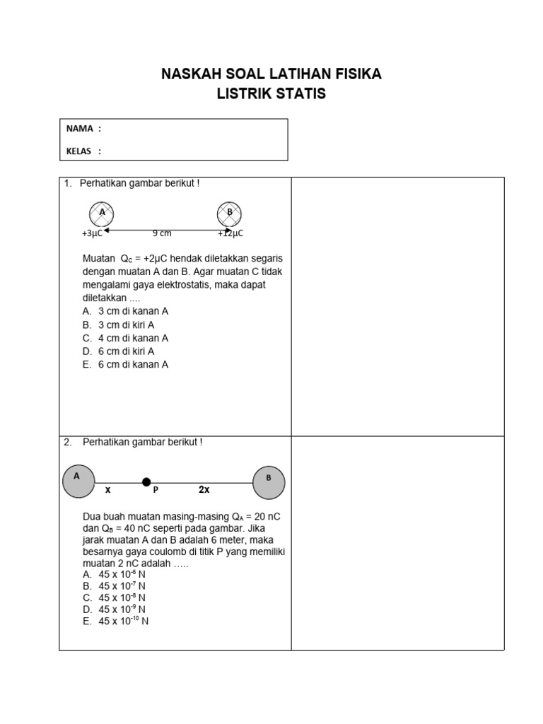 NASKAH SOAL LATIHAN LISTRIK STATIS | PDF