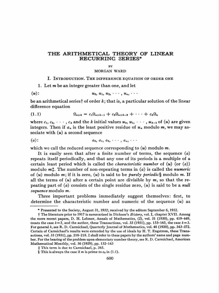 The Arithmetical Theory of Linear Recurring Series | PDF | Factorization | Polynomial