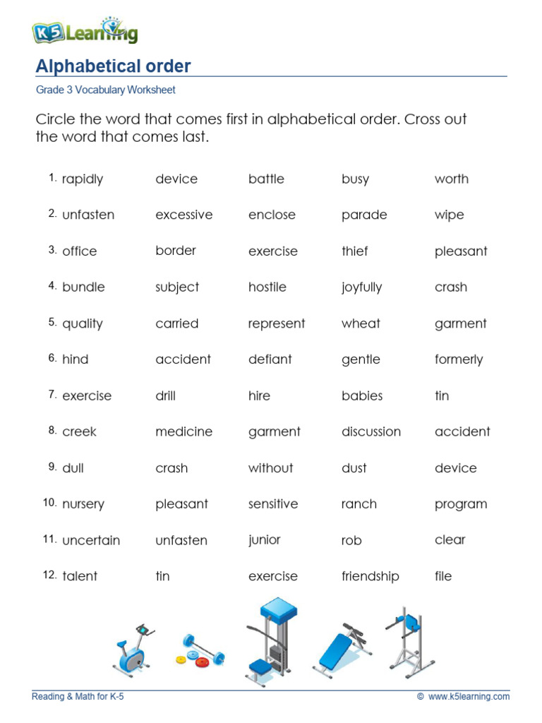 Grade 3 Vocabulary Alphabetical Worksheet | PDF | Home & Garden | Young ...