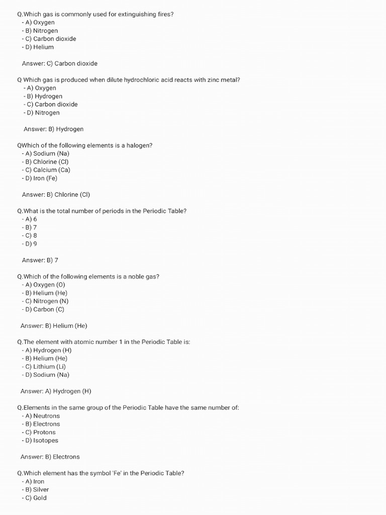 Chemistry Quiz - 240718 - 160304 | PDF
