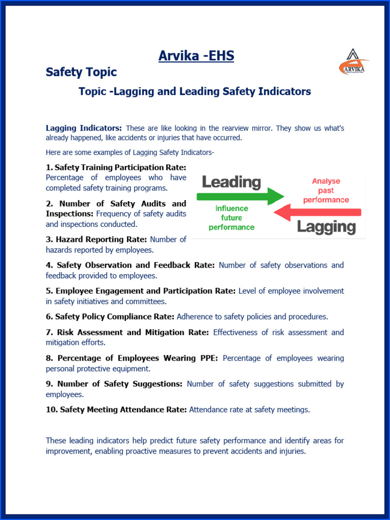 Arvika - EHS Lagging and Leading Safety Indicators | PDF | Occupational ...