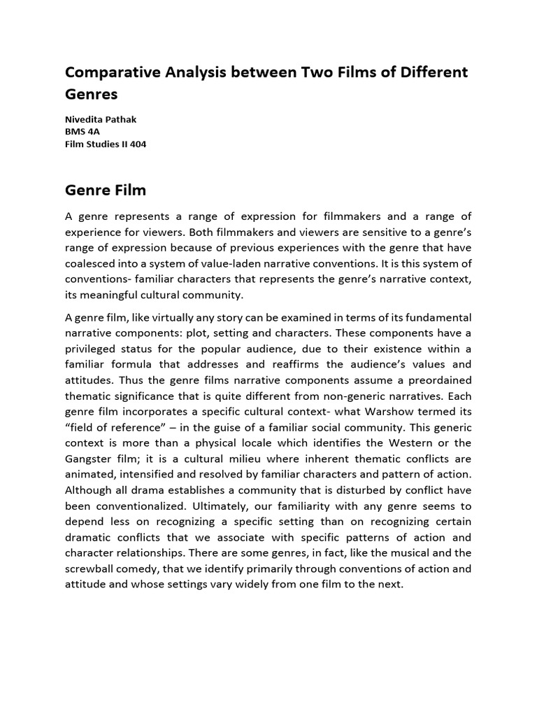 Comparative Analysis Between Two Films of Different Genres | PDF