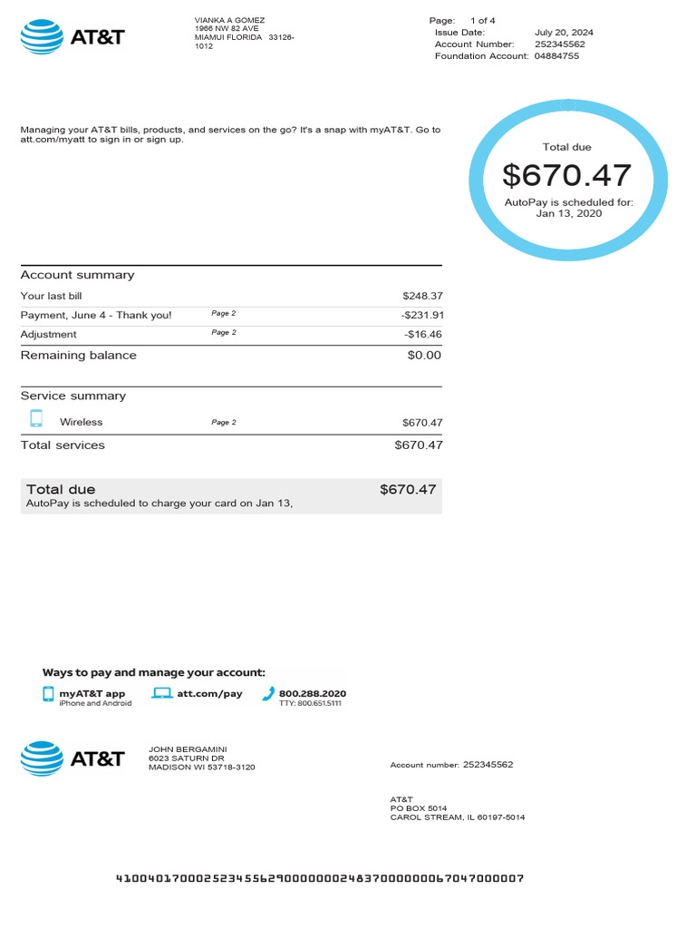 AT&T Billing and Payment Overview | PDF | Payments | Banking Technology