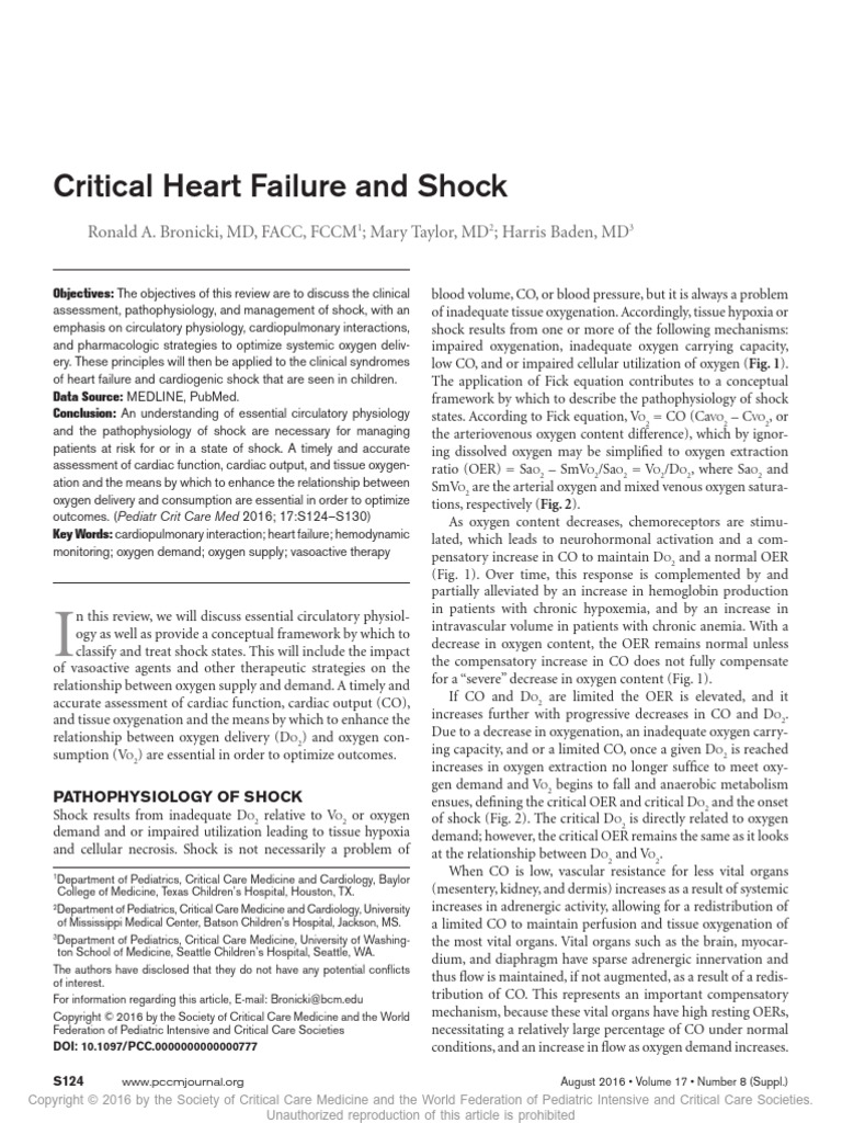 Critical Heart Failure and Shock | PDF | Shock (Circulatory) | Vasodilation