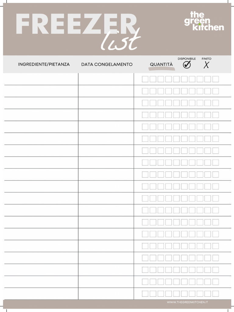 Freezer List | PDF