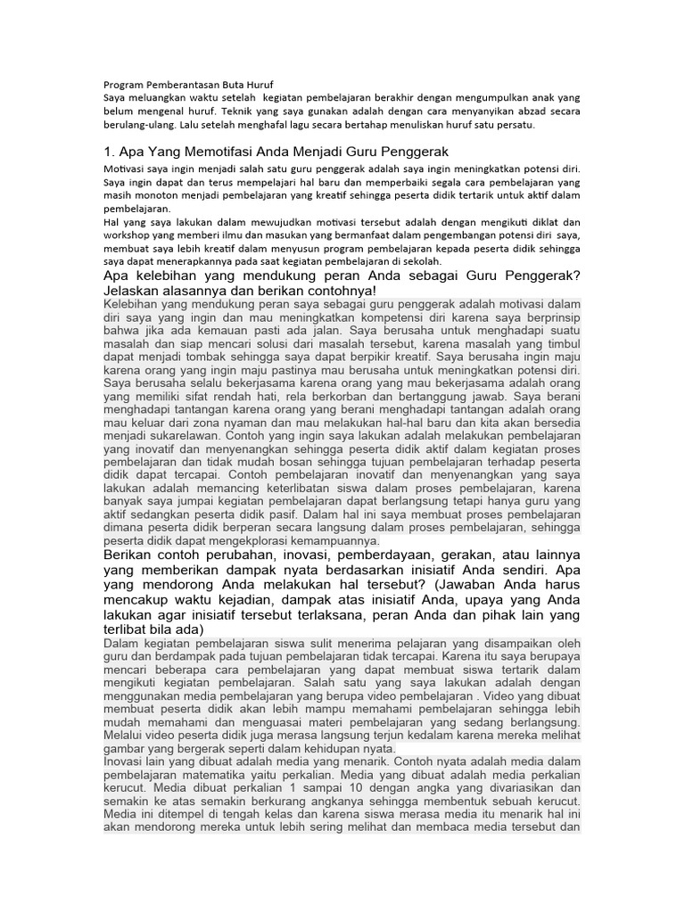 Esai Guru Penggerak Angkatan 7 | PDF | Karier & Perkembangan